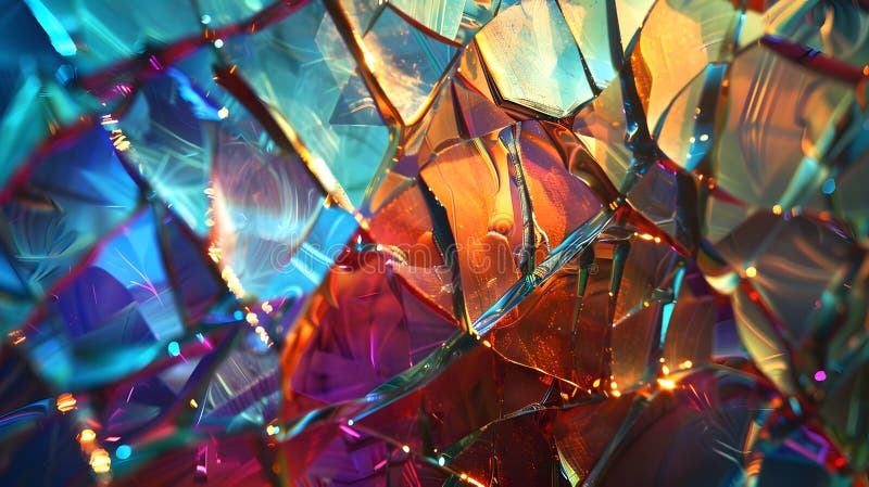 Shattered Glass Abstract Background with Fragmented Reflections Stock ...