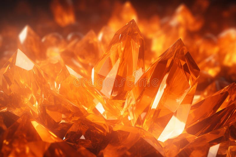 Abstract Background of Shining Orange Crystals with Refraction of Light ...