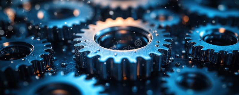 Abstract Background with Shiny Interconnected Gears and Cogs Stock ...