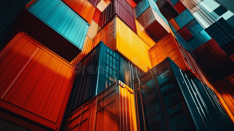 Abstract Background of Shipping Containers, Softly Shaded with a Light ...