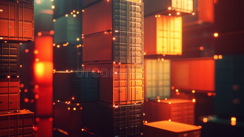 Abstract Background of Shipping Containers, Softly Shaded with a Light ...