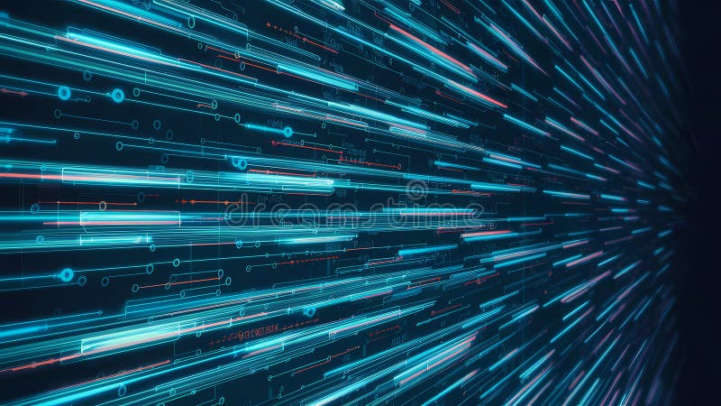 Abstract Background Featuring Flowing Digital Data Lines in Various ...