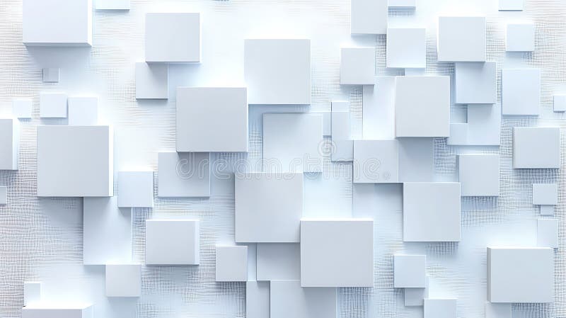 Abstract White Geometric Background with 3d Cubes and Textured Surface ...