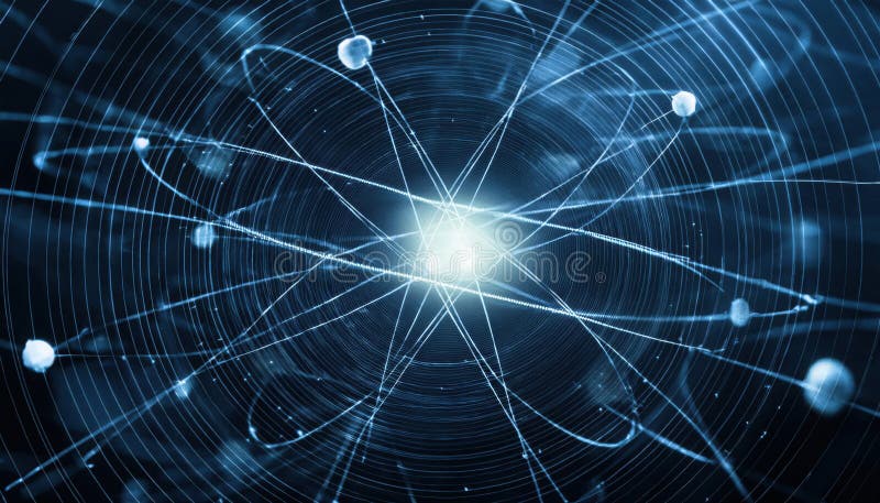 Abstract Background Showcasing Atomic Particles Surrounding a Nucleus ...