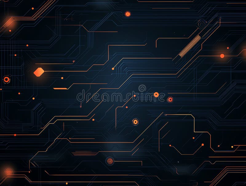 Abstract Background Showcasing a Complex Circuit Design with Glowing ...