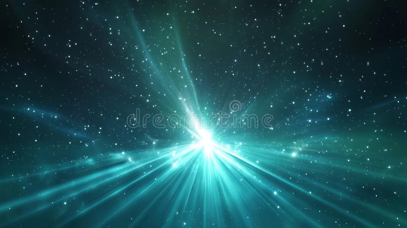 Abstract Background Showing a Bright Light Exploding in Turquoise Space ...