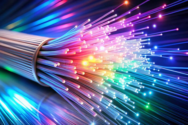 Abstract Fiber Optics Cable Technology Background Stock Illustration ...