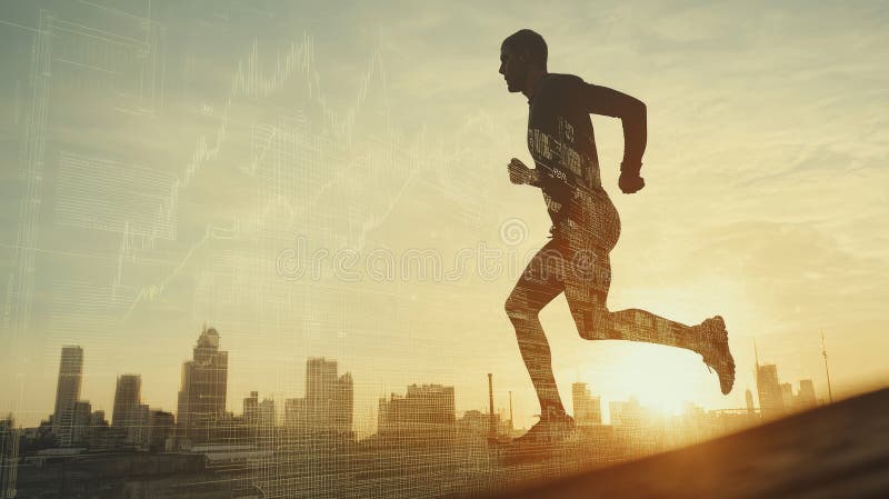An Abstract Background Shows a Running Silhouette Alongside Wearable ...