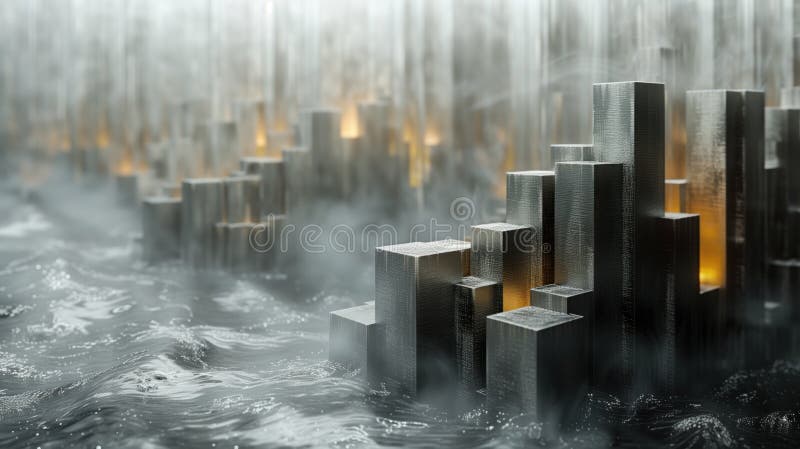Abstract Background Silver Bars and Water Stock Illustration ...
