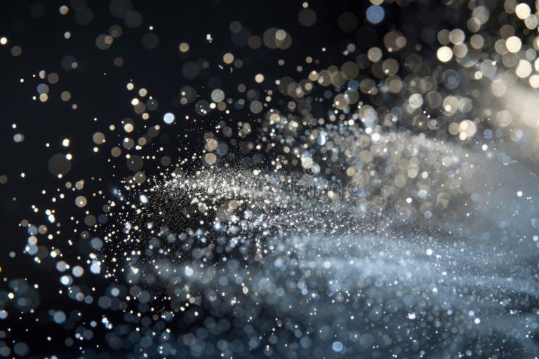 Abstract Background Silver Particles Floating and Glowing Stock Image ...