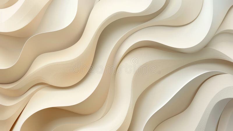 Abstract Background with Smooth, Flowing Beige and Cream-colored Curves ...
