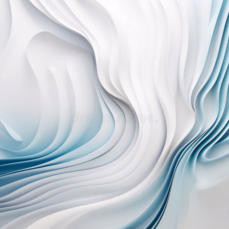 Abstract Background with Smooth Wavy Lines in Light Blue and White ...