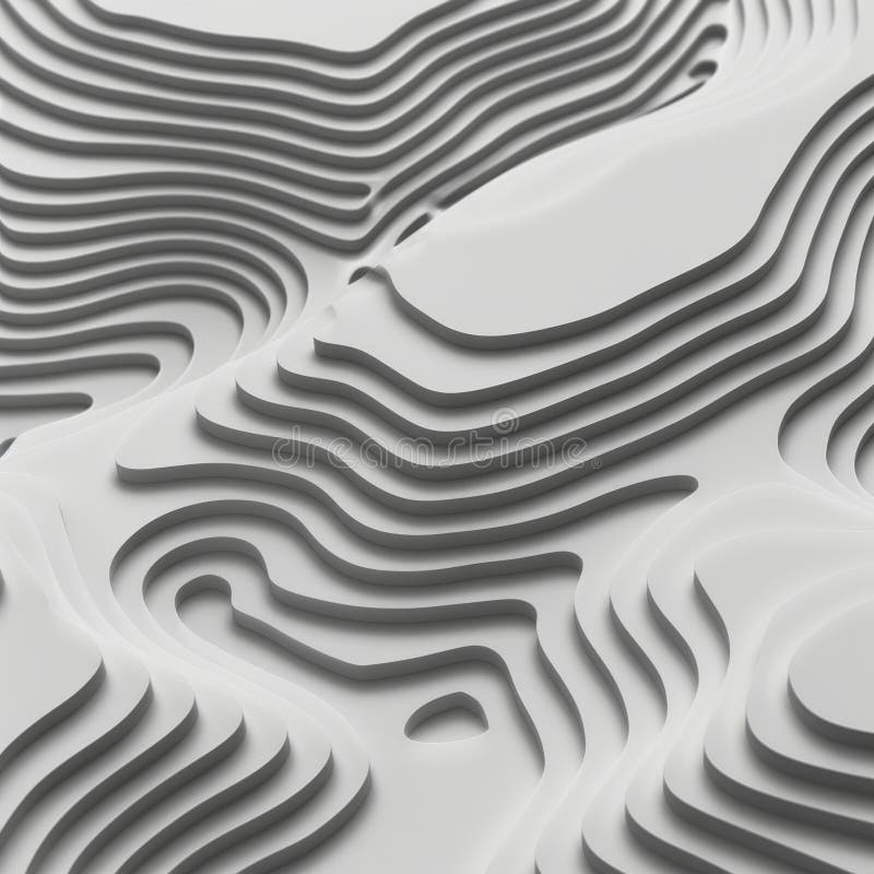 Abstract Background with Smooth White Contour Lines, 3D Render ...