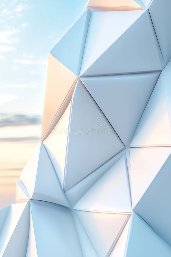 Abstract Background with Soft Blue, Gray Gradient Triangles, Bokeh ...