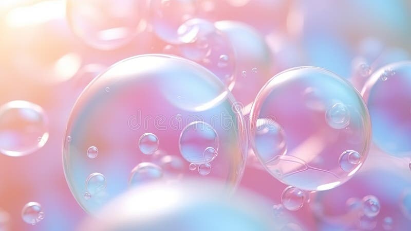 Abstract Background with Soft Bubbles in Pink and Blue Light ...