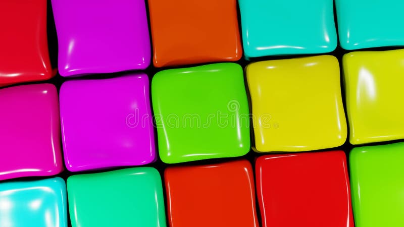 Red Soft Cubes Randomly Moving Pattern. Jelly Cubes Warping. Abstract ...