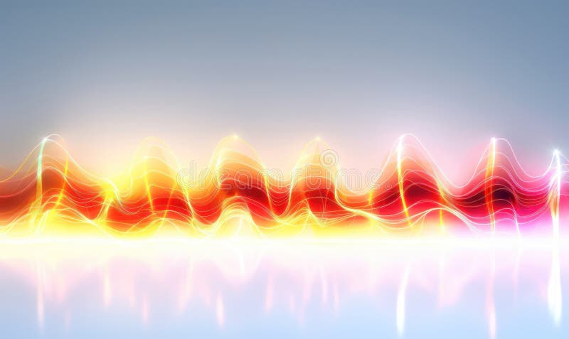 Abstract Background with Sound Wave. Orange and Yellow Waves on White ...