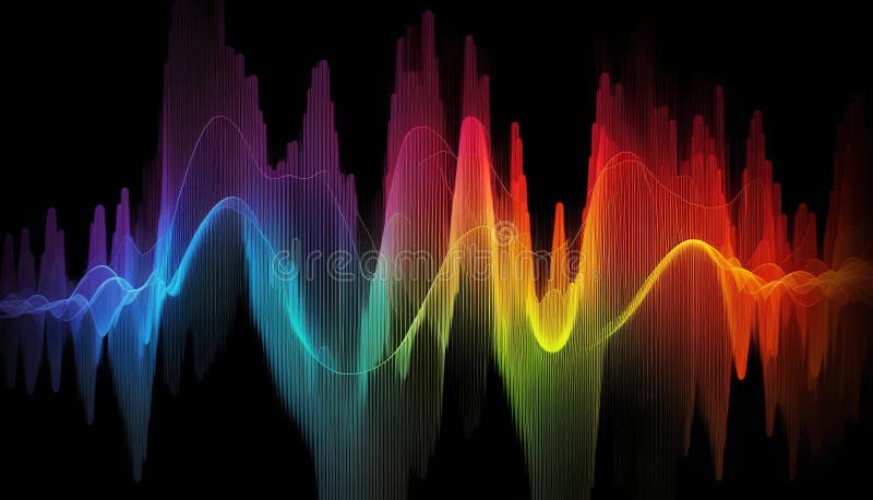 Abstract Background with Sound Wave in Rainbow Colors, Vector ...