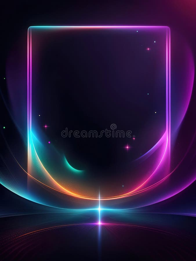 Abstract Background. Sparking Particle. Space Tunnel. Square Frame ...