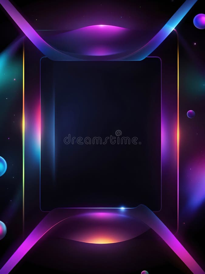 Abstract Background. Sparking Particle. Space Tunnel. Square Frame ...