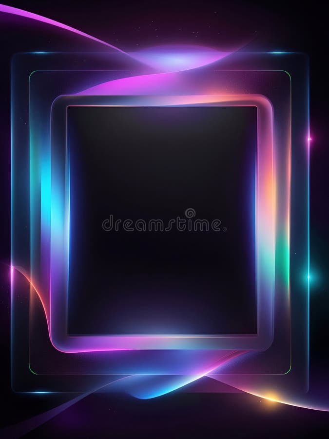 Abstract Background. Sparking Particle. Space Tunnel. Square Frame ...