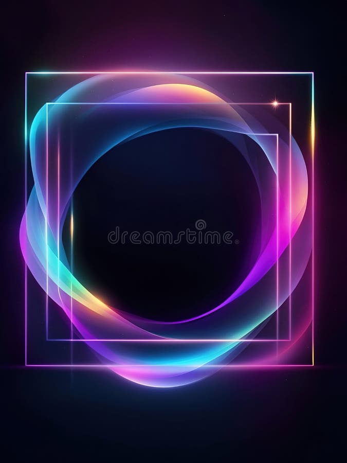 Abstract Background. Sparking Particle. Space Tunnel. Square Frame ...