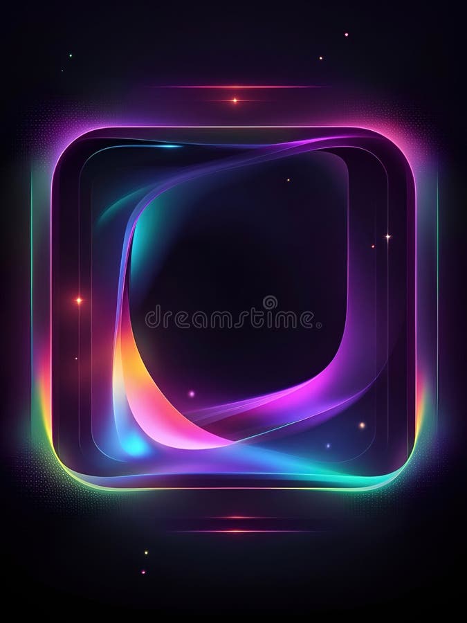 Abstract Background. Sparking Particle. Space Tunnel. Square Frame ...