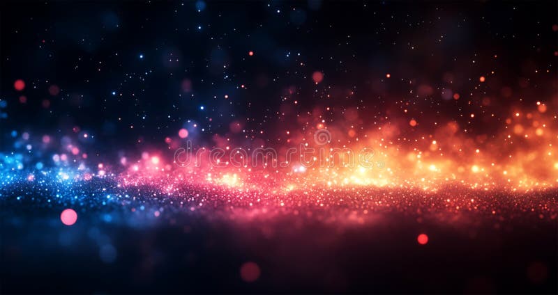 Abstract Background of Sparkling Particles with Blue and Orange Gradient Glowing Stock Photo ...