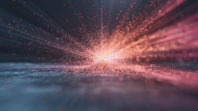 Abstract Background with Sparkling Particles and Bright Light Rays ...