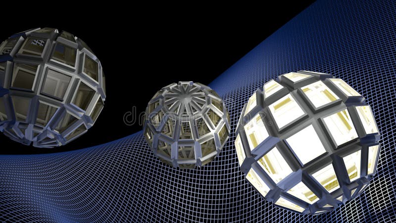 Abstract Background with a Sphere Light Over a Blue Grid Surface - 3D ...