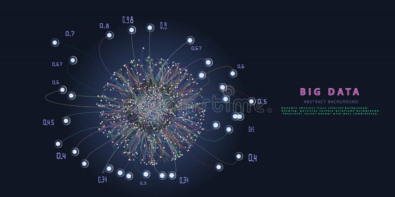 Abstract Spherical Algorithm Analysis Data with Blurred Lines and Lens Effects. AI Stock ...