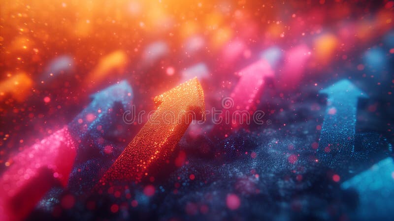 3d Rendering of Arrows in Different Directions. Abstract Background ...