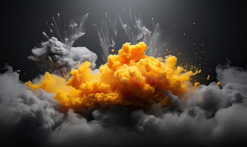 Abstract Background Splash of Yellow and Gray Paint. Stock Image ...