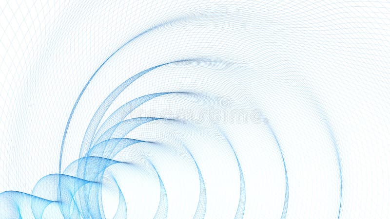Abstract Background with a Spral Wireframed Blue Trace on White - 3D ...