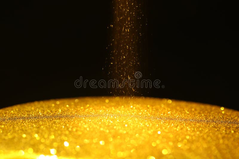 Abstract Background of Sprinkle Gold Dust with Glitter Lights on Black ...