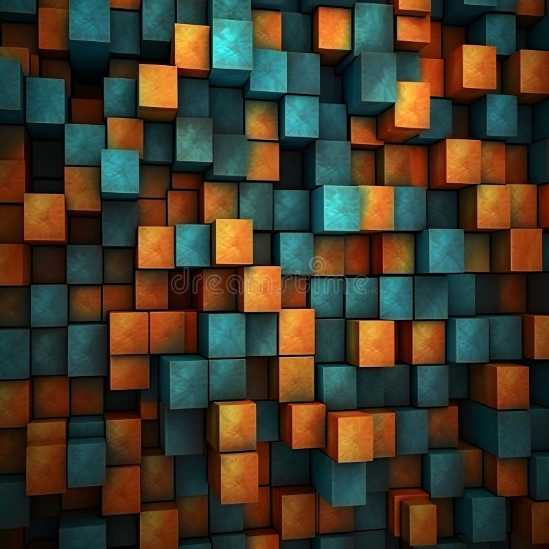 Abstract Background with Square Colored Cubes. Modern Wall Art Pattern ...