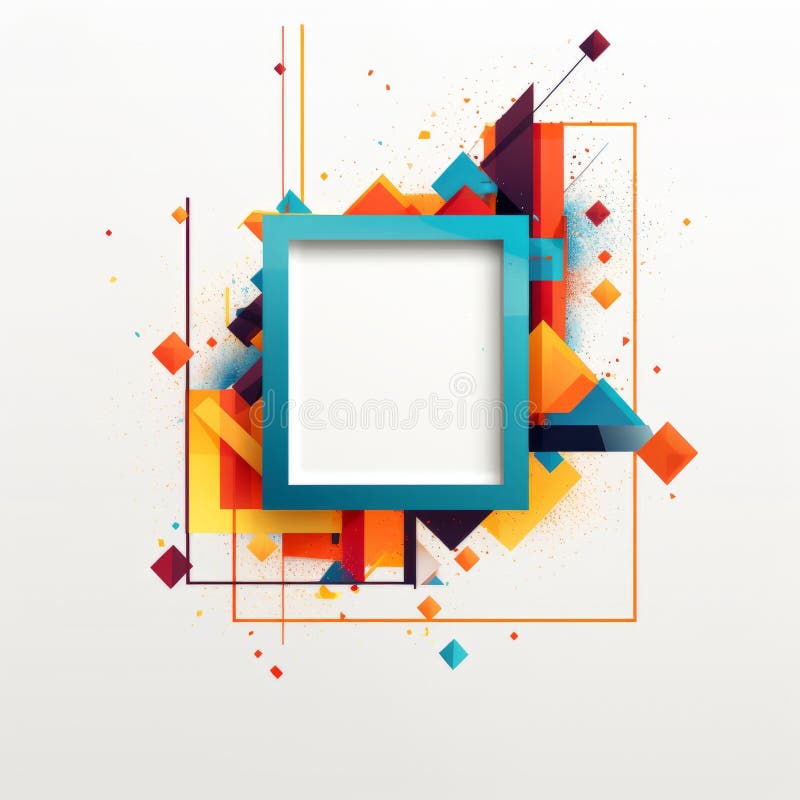 Abstract Background with Square Frame and Geometric Shapes Stock ...