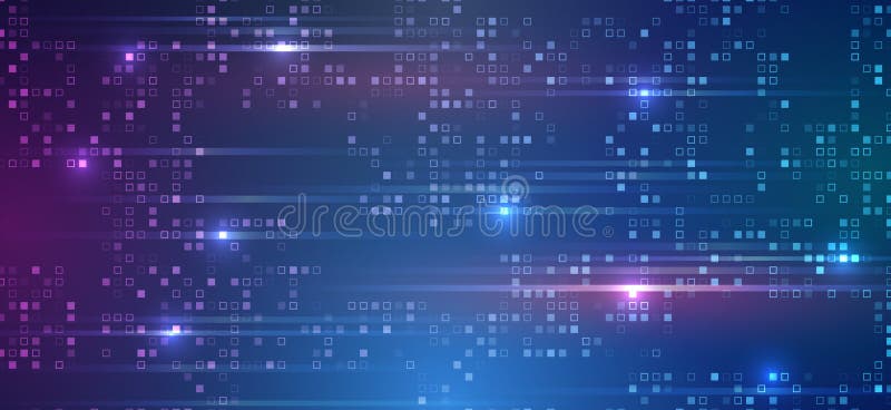 Abstract Background of Squares and Glowing Lines. Hi-tech Computer ...