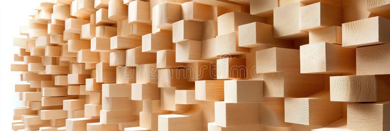 Abstract Background, Stacked Wooden Blocks of Square Lumber Pieces ...