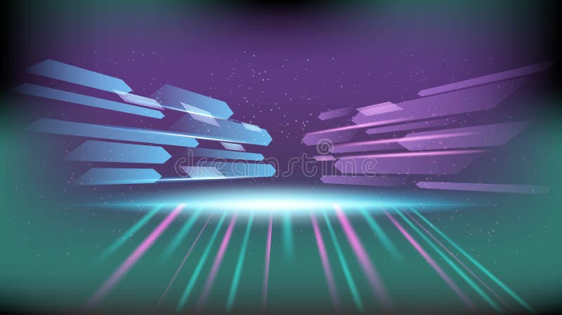 Abstract Background Stadium Stage Hall with Scenic Lights of Round ...