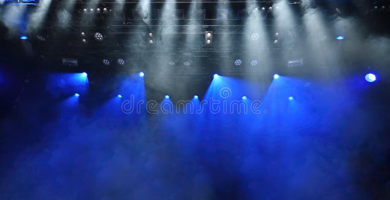 Abstract Background of Stage Lights with a Blue and White Ceiling ...