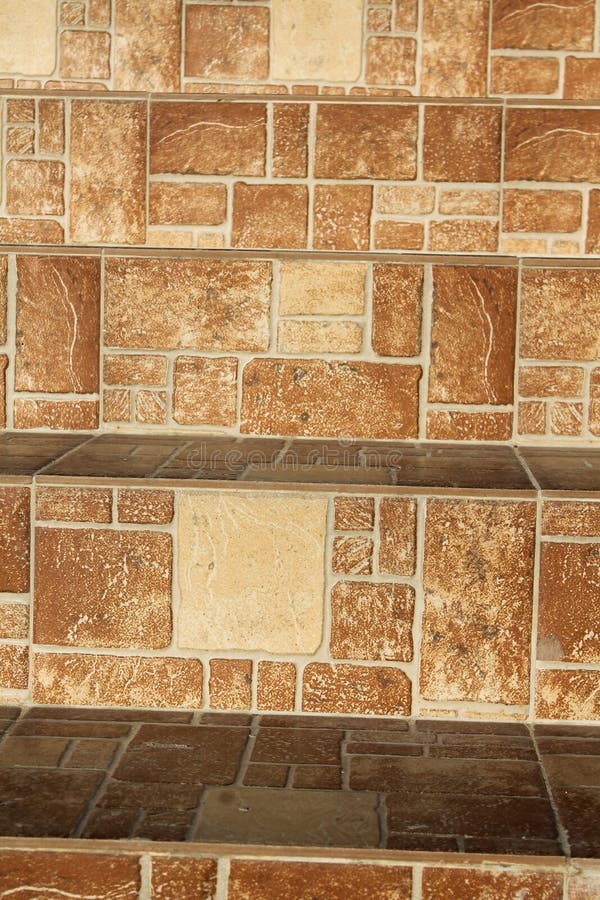 Abstract Background of Staircase with Brown Tiles on the Stairs Stock ...