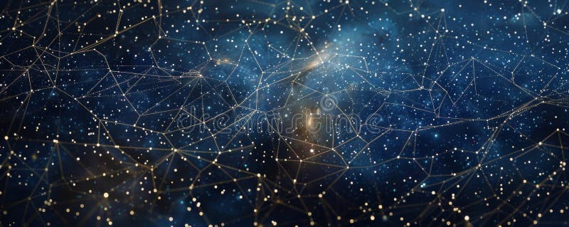 Abstract Background with Stars and Lines Forming a Network of ...