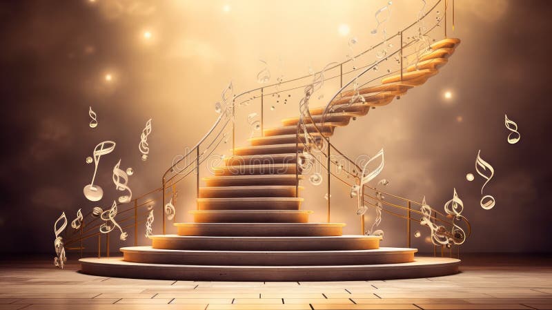 Abstract Background Steps Staircase Going Up with Musical Signs ...
