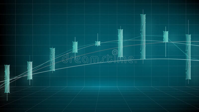 Abstract Background of Stock Market Polygon Wireframe and Candle Stick ...