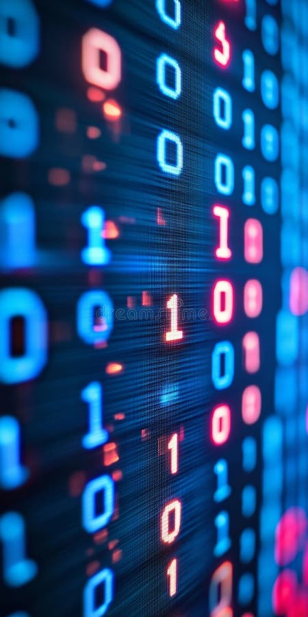 Abstract Background of Streaming Binary Code, Data Flow, Programming. Digital Technology Stock ...