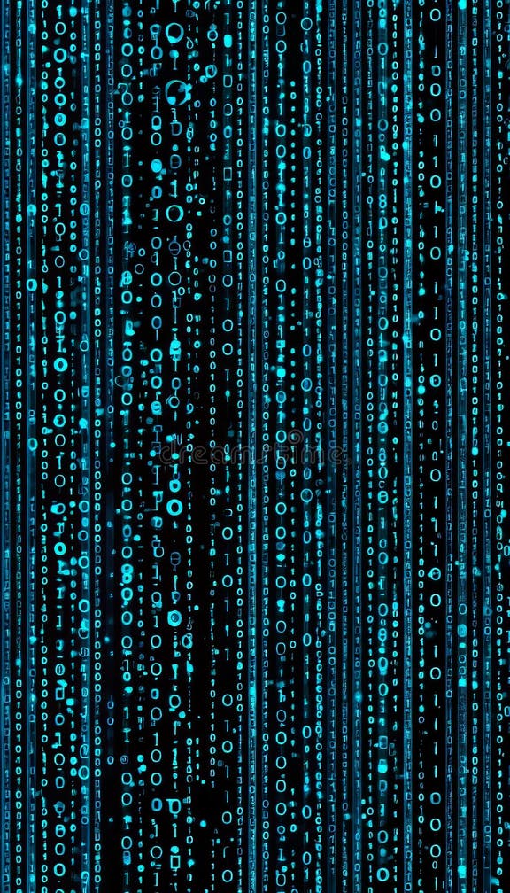 Abstract Background of Streaming Data, Digital Binary Code Falling, Technology, Cyberpunk Banner ...