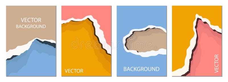 Abstract Background in the Style of a Paper Cut. a Set of Four ...