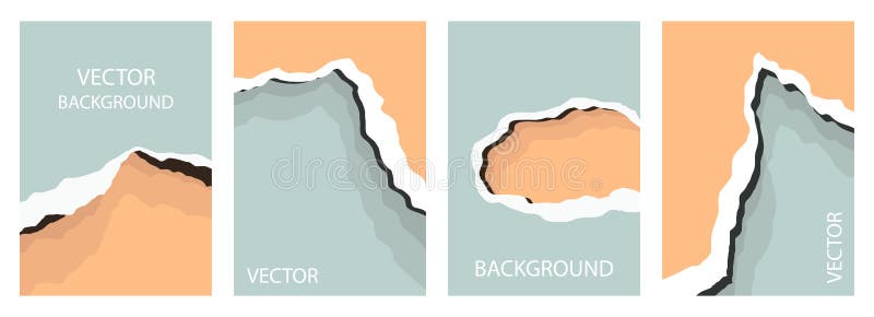 Abstract Background in the Style of a Paper Cut. a Set of Four ...