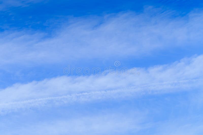 Abstract Background, Summer Blue Sky and White Strip Cloud from Jet ...